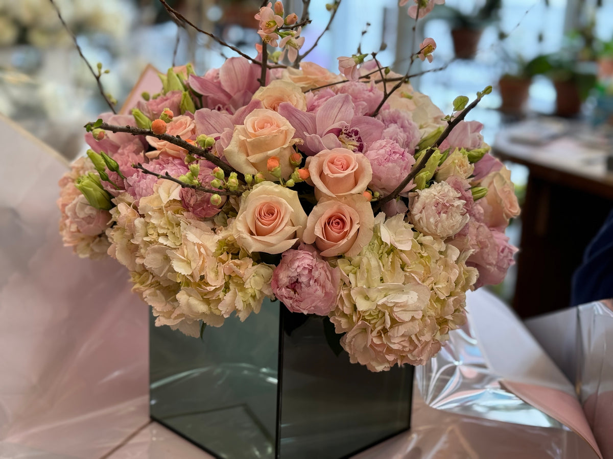 Pink Fury Floral Arrangement | Pink Flowers NYC – Jerome Florists Inc