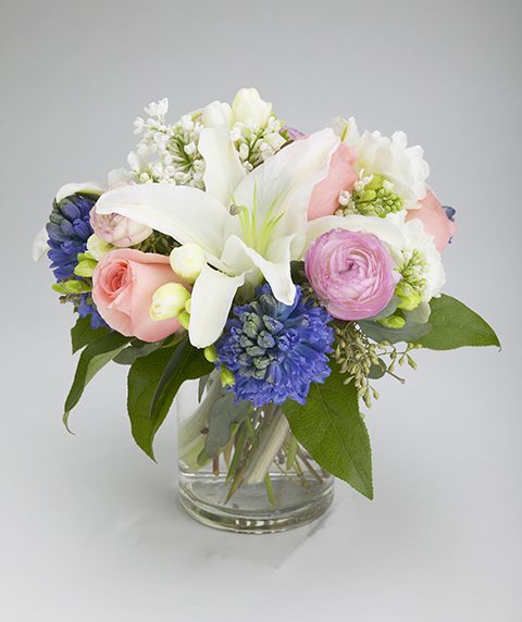 Lullaby Arrangement: Lilies, Roses, Hyacinths & Lisianthus – Jerome ...
